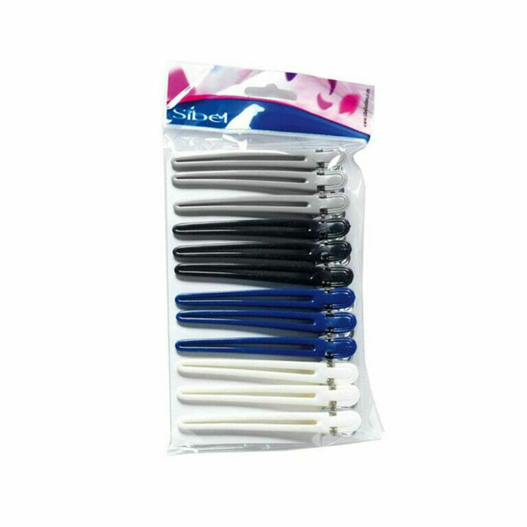 Sibel Assorted Colour & aluminium section clips pack 12 | hair clips